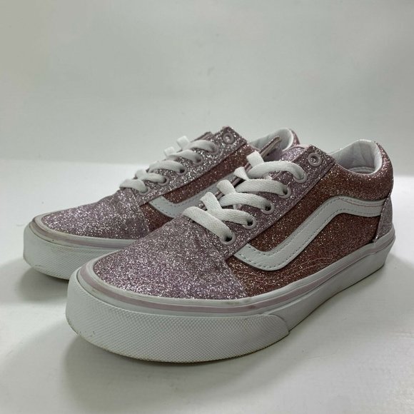 Vans | Shoes | Vans Girls Old Skool Low Pink Glitter Sparkle Size 3 ...